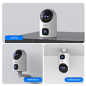 JOOAN 5G/2.4G Dual Lens Security Camera Indoor 2Kx2 PTZ Cameras for Home Security WiFi Surveillance Camera Baby Pet One Touch Call Color Night Cloud SD Card Storage 2 Way Audio Motion Detection Alert