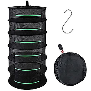 Tarli 6 Layer Herb Drying Rack Comes with Fabric Cover - 8 inch Bigger Shelves and Premium Breathable Mesh for Efficient Drying of Herbs, Flowers, Seeds, Fish, etc - Designed in USA