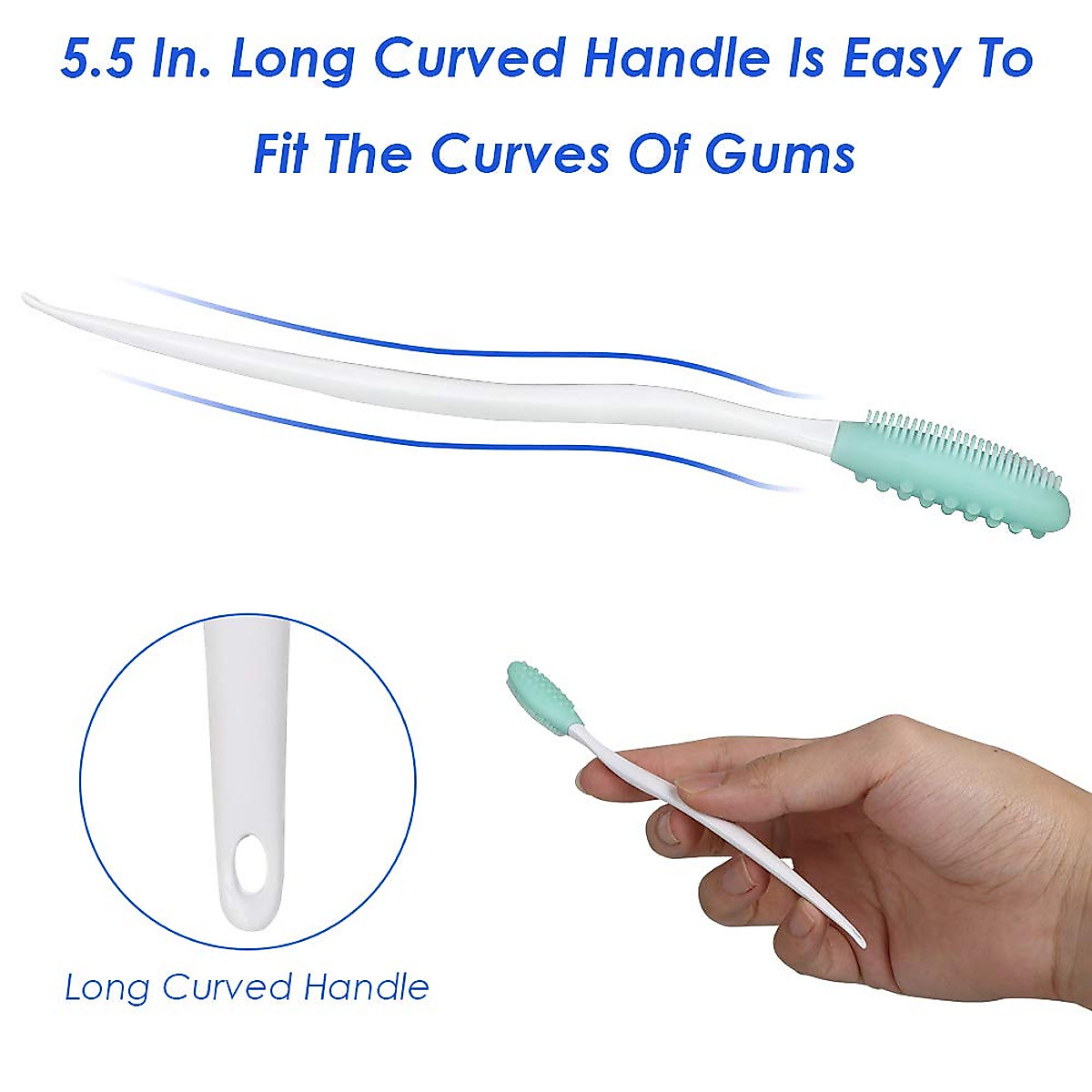 AUTOWT Dog Toothbrush, 4 Packs Silicone Pro Double-Sided Soft Comfort Gentle Dental Brushes Set Kit with 5.7 inches Curved Long Handle for Puppy Small Medium Dogs Cats Most Pet (Set 1)