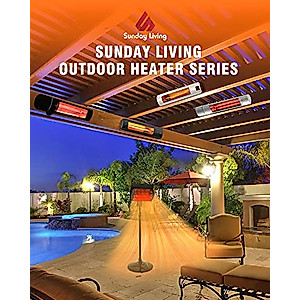 Outdoor Heater 1500W, Sunday Living Infrared Patio Heater, Electric Outdoor Heaters with Remote Control and 12H Timer, IP65 Waterproof, Wall Mounted, Outdoor Heaters for Patio, Silver