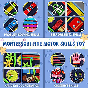 Gojmzo Busy Board Montessori Toys for 1 2 3 4 Year Old Boys & Girls Gifts, Sensory Toys for Toddlers 1-3, Autism Educational Travel Toys, Preschool Activities Learning Alphabet Count Fine Motor Skills