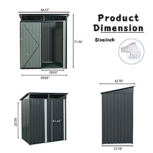 Storage Shed, 5X 3FT Outdoor Storage Shed,with Hinged Door Padlock Utility Tool Shed Storage House, for Backyard Garden Patio Lawn (Grey)