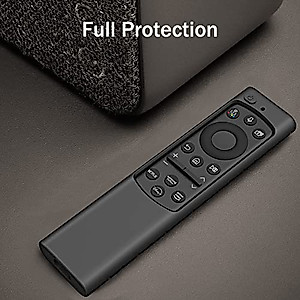 Fintie Protective Case for Samsung Smart Solar Cell Remote Control 2022 BN59-01385 BN59-01386 BN59-01391, Light Weight Kids-Friendly Anti Slip Shockproof Silicone Cover, Black