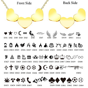 3 Gold Hearts Best Friends Necklace - Custom Engraving Triple Heart Pendant Necklace Long Distance Friendship Jewelry Birthday Gift (Gold)