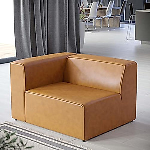 Modway Mingle Vegan Leather Sectional Sofa Left-Arm Chair, Tan