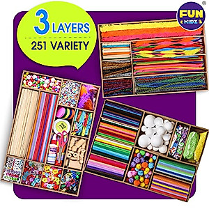 3 Layers Jumbo Arts and Crafts Supplies Warehouse, DevelopeByPlay 1600+ Premium Huge Ultimate Craft Materials Kit for Kids 4-8 Big Creative Activities Gift Large Stuff for Girls and Boys, 17.91Wx12.4L