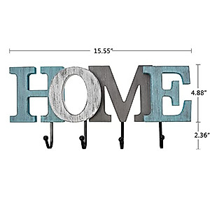 Morning View Wooden Home Sign Decor Aqua Hanging Block Letters Sign with Hook Rustic Decorative Wooden Letters for Wall Decor Cutout Letters Wooden Word Signs Home Signs (Home)