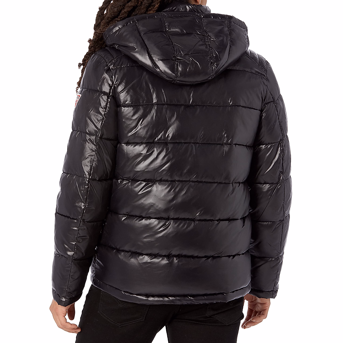 GUESS mens Mid-weight Puffer Jacket With Removable Hood Down Alternative Coat, Black, Small US