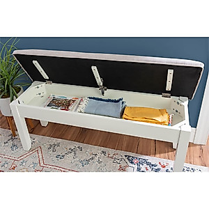 Powell Furniture Linon Jane Wood Dining Bench in Smokey White and Gray