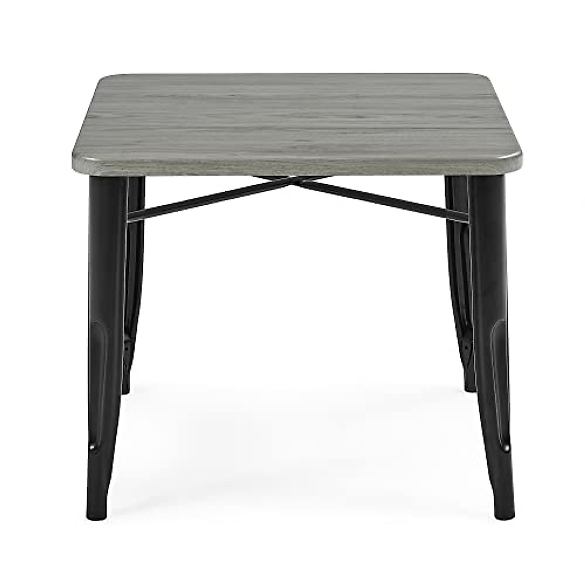 Delta Children Bistro Kids Play Table - Ideal for Arts & Crafts, Snack Time, Homeschooling, Homework & More, Black Metal/Grey Barnboard
