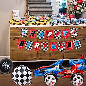 Race Car 2nd Birthday Party Supplies Two Fast Balloons Cake Topper Race Car Happy Birthday Banner for 2 Year Old Boys Racing Theme Birthday Party Decorations