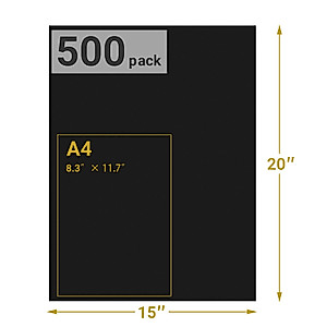 EUSOAR Wrapping Tissue Paper, 20x15 inches 500pcs Black Present Packing Tissue Paper, Tissue Paper Crafts, Tissue Paper Bulk, for DIY Crafts Decorative Tissue Paper Art Craft Birthday Party Festival