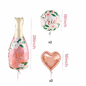 Flora Bride to Be Balloos, 38 inch Champagne Bottle Foil Balloons for Bachelorette Party Decorations,Balloons for Wedding Bridal Shower Party Decor, 5pcs