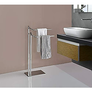 Kings Brand Furniture - Courter Metal Freestanding Bathroom Towel Rack Stand, Chrome