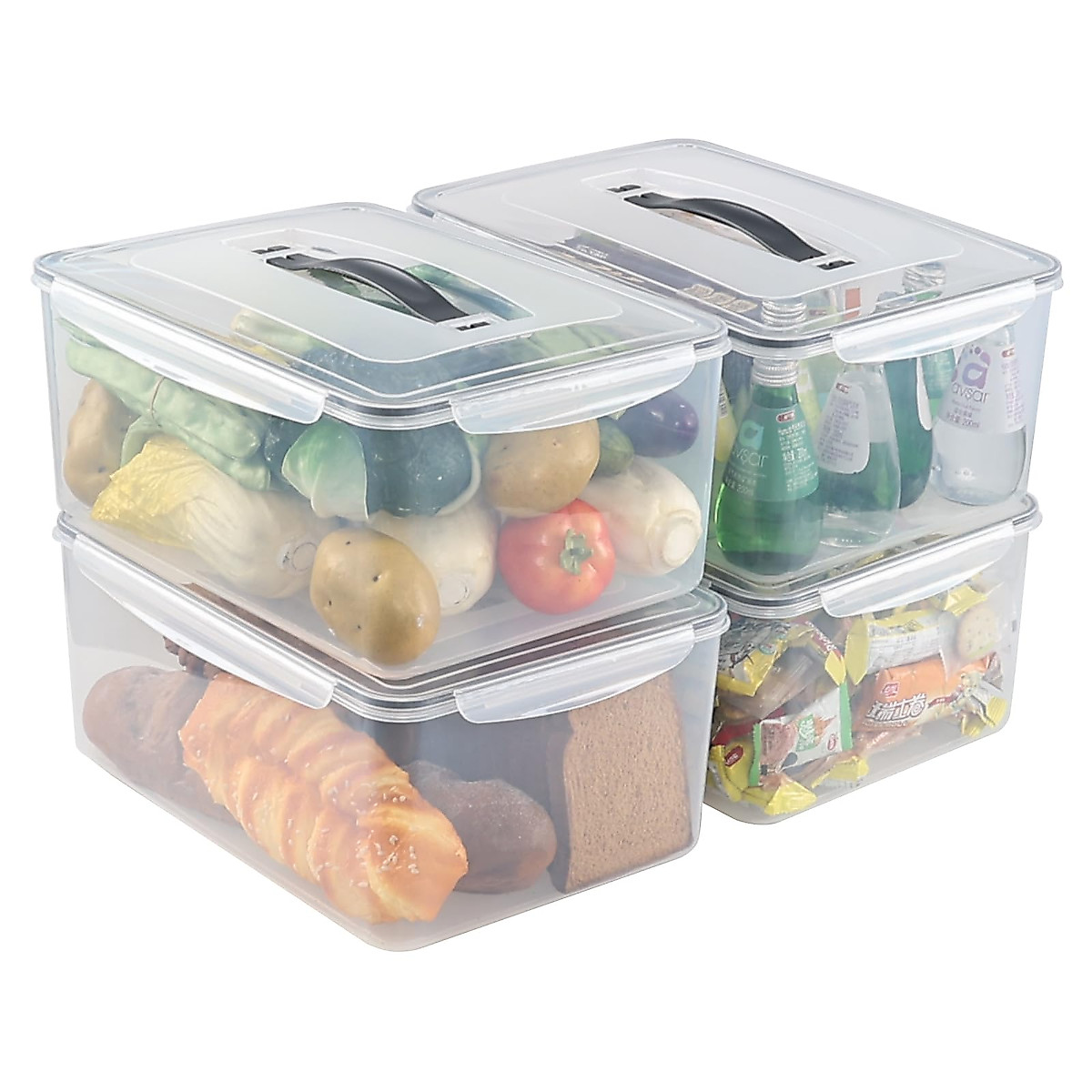 Bblina 4-Pack 14.5 L Food Sealed Storage Container, Plastic Boxes with Airtight Lid