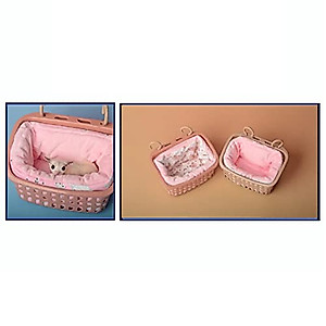 EastVita Squirrel Hanging Hammock Comfortable Breathable Colorful Winter Warm Cotton Sleeping Nest Pet Products Orange Frame and Pink Liner