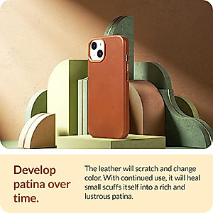 LONLI Edition - (for iPhone 14) - Premium European Genuine Leather Case | Develop Patina Over Time | Compatible with Magsafe - Brown