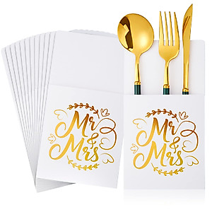 24 Pcs Silverware Bag Utensil Holder Cutlery Pouch Bags Utensil Napkin Holders Knife Fork Tableware Bags for Wedding Vintage Rustic Party Country Restaurant Table Setting Decoration 4.15 x 7.5 Inch