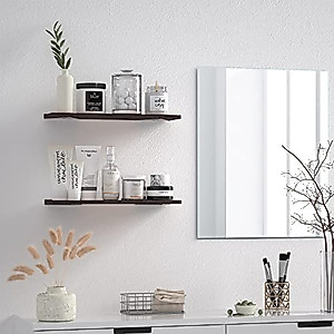 ROSEYAT Floating Shelves Wood Wall Shelf for Bathroom, Bedroom, Wall Mounted Brown Bathroom Shelf Set of 2 for Living Room, Laundry, Kitchen Storage & Decorate - Espresso