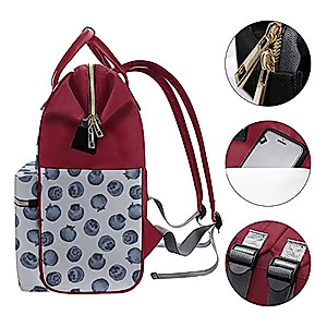 Blueberry Diaper Bag Backpack Large Capacity Mommy Bags Multifunction Nappy Bag Travel Back Pack Red-Style
