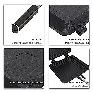 Double Sided Frying Pan, Grilled Cheese Maker Nonstick Sandwich Maker Flip Grill Pan For Breakfast Toast Panini Waffle, Aluminum Alloy Cookware