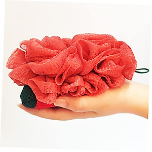 Lurrose 4pcs Exfoliating Cartoon Shower Bathing Watermelon Pouf Loofahs Ball Loofah Colorful Bath Funny Mesh Sponge for Fruit Adults Scrubber Balls Cute Wash Body Creative Red