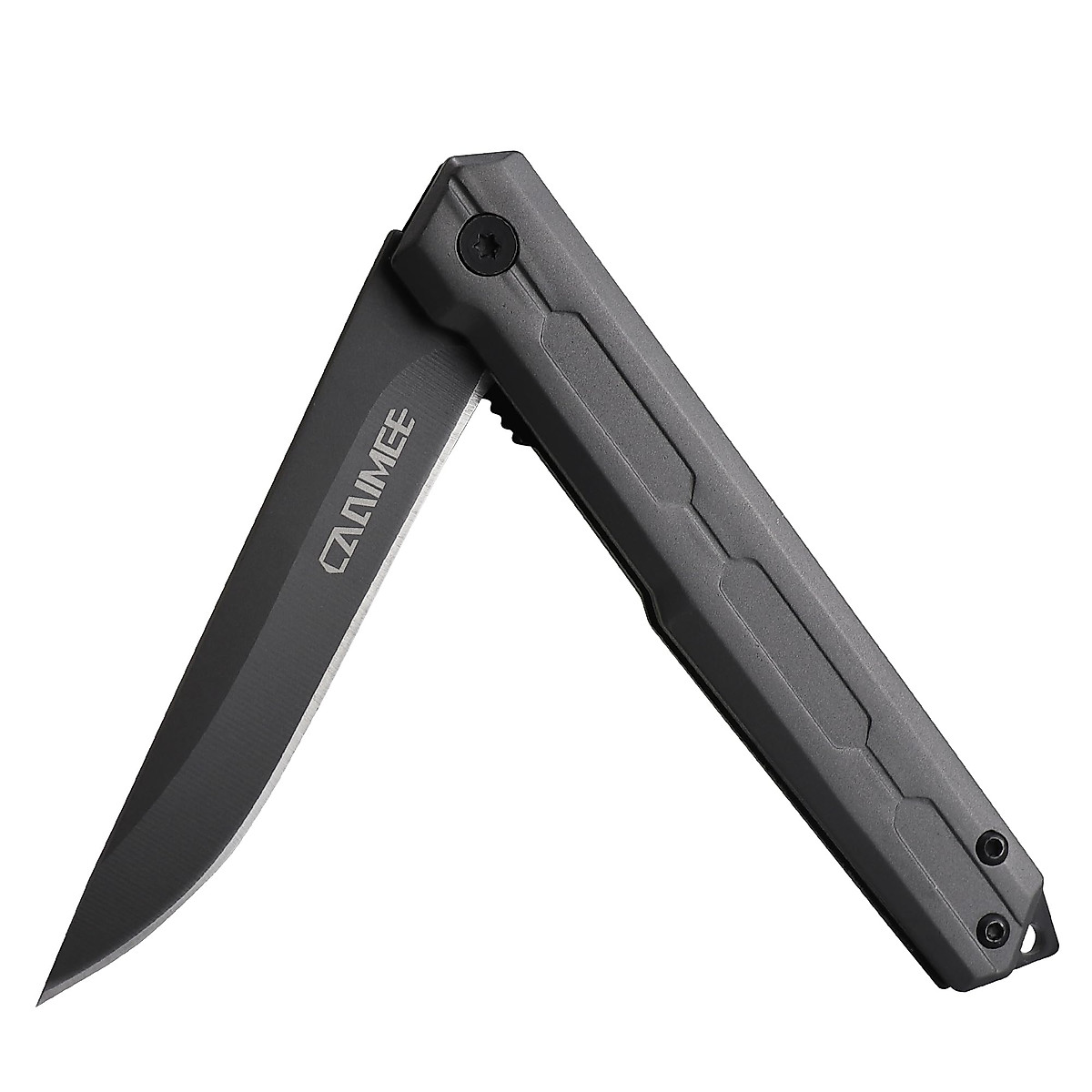 Carimee Pocket Folding Knife, Slim EDC Gentlemen Knife for men with 7Cr17Mov Steel Blade, Stainless Steel Handle, Pocket Clip, Glass Breaker, For Outdoor Acitivity, 2023 Gifts for Men Women, Grey