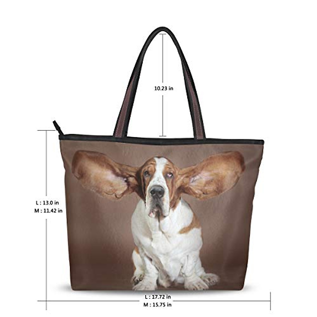 My Daily Women Tote Shoulder Bag Basset Hound Dog Flying Ears Handbag Large