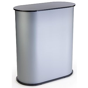 Trade Show Counter with Satin Gray Sidewalls, Interior Shelf, Lightweight Portable Construction.
