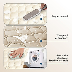 gogobunny 100% Double-Sided Waterproof Dog Bed Cover Pet Blanket Sofa Couch Furniture Protector for Puppy Large Dog Cat, Reversible (52x82 Inch (Pack of 1), Dark Beige/Light Beige)