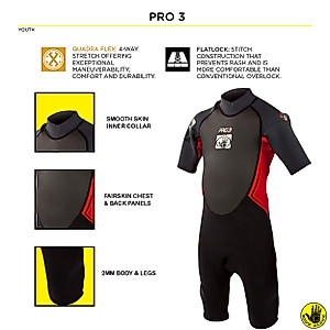 Body Glove Junior's Pro 3 Spring Wetsuit (Size 12) - Kids Suit Boys & Girls Swim Wear Short Sleeve Neoprene Open Water Thermal Short Pants Legs One Piece Childrens Bodysuit, Royal/Silver (9167J-12-RED)