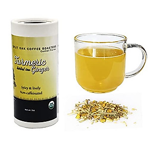 Organic Ginger Turmeric Herbal Tea Organic, Loose Leaf Tea, Turmeric Tea Best Choice for Golden Milk USDA Organic Lemongrass, Orange Peel, Licorice, Citrus Essential Oils and more