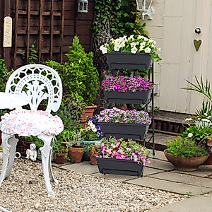 OYEAL Raised Garden Bed 4 Tier Vertical Garden Planter Indoor Outdoor Raised Planter Box with Legs Elevated Herb Garden Planter for Flowers Vegetables Plants, Grey