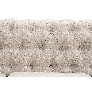 Morden Fort Classic Chesterfield Victoria Arm Loveseat Set, Tufted Loveseat Sofa No Sagging with Solid Wood Legs, Pet-Friendly Love Seat Set Couch for Living Room Bedroom Apartment - Chenille Beige