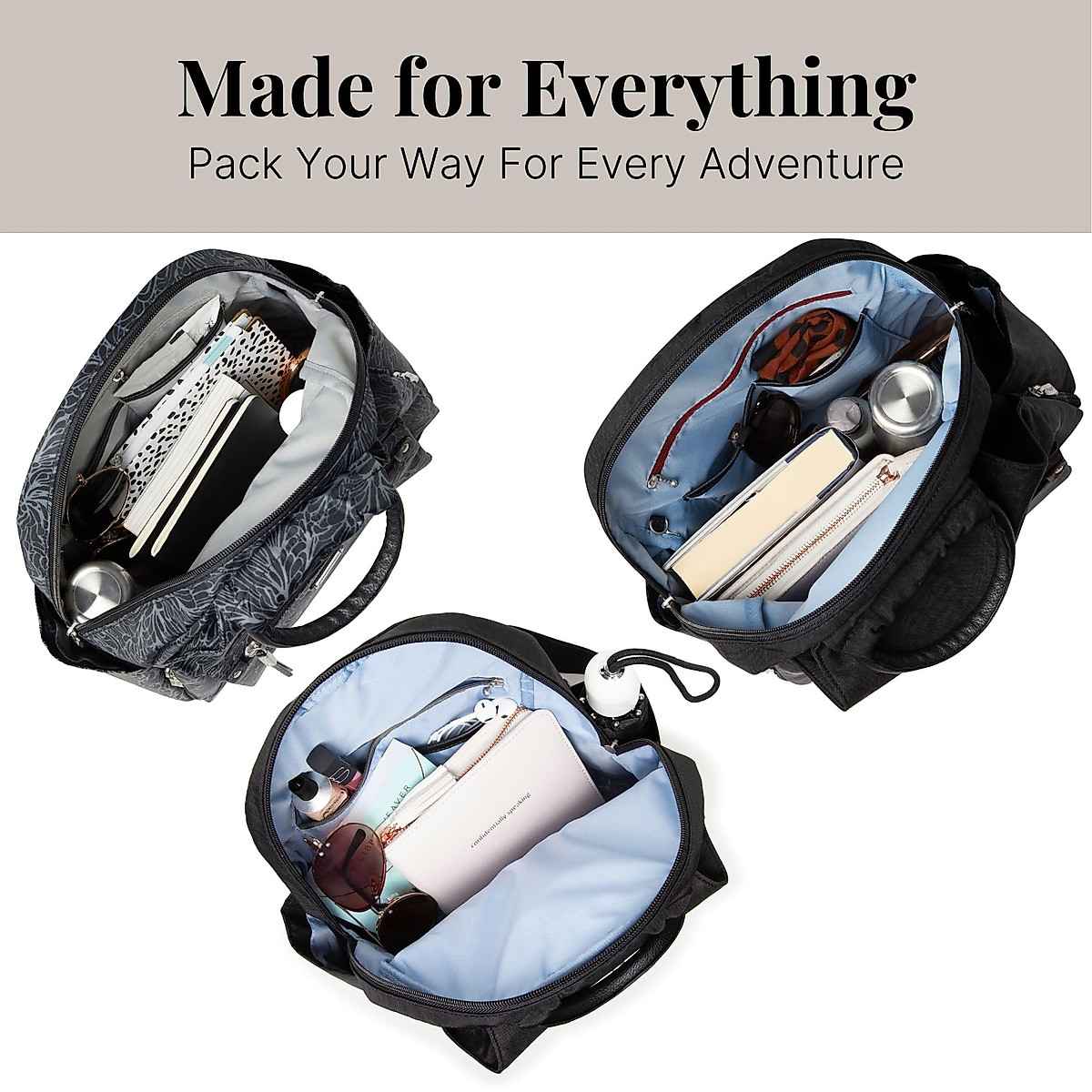 Baggallini Women's All Day Backpack, Black Cheetah Emboss, One Size…