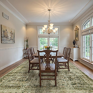 LIVEBOX 9x12 Area Rugs, Ultra-Thin Large Rugs for Living Room Non-Slip Vintage Distressed Print Rug, Retro Indoor Washable Rugs Carpet for Dining Room Bedroom Home Office