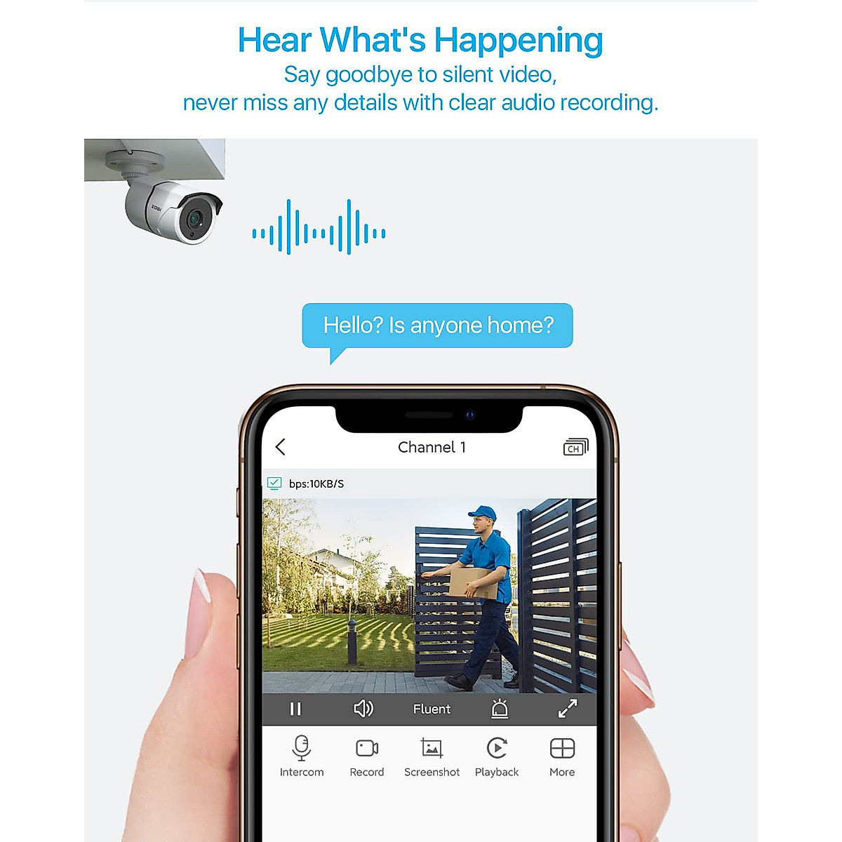 ZOSI 2MP 1080P HD-TVI CCTV Home Security Camera with Audio, Built-in Mic, 120ft IR Night Vision, C289 1080P WiFi Pan/Tilt Outdoor Security Camera, Color Night Vision,2-Way Audio