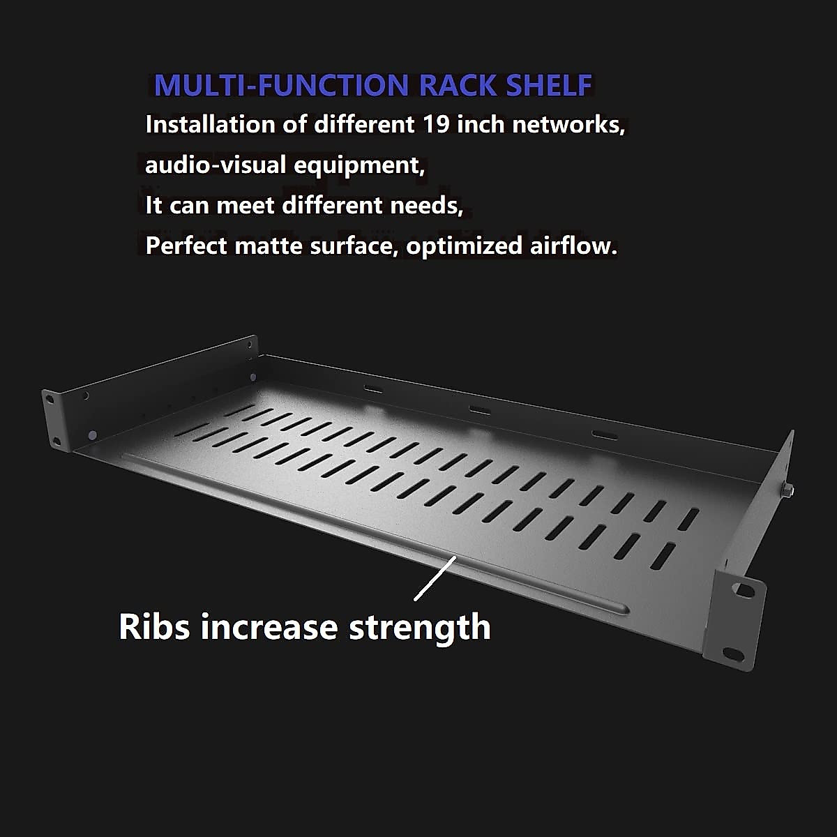JINGCHENGMEI 1U Disassembled Vented Rack Shelf Universal Rack Tray No Lip for 19 Inches Network Cabinet or Server Rack (8 Inches Deep)