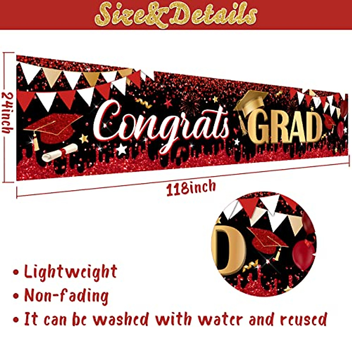 Red Banner Balloons Set Graduation Decorations Class of 2023 Congrats Grad Banner For High School Grad Party Decorations 2023