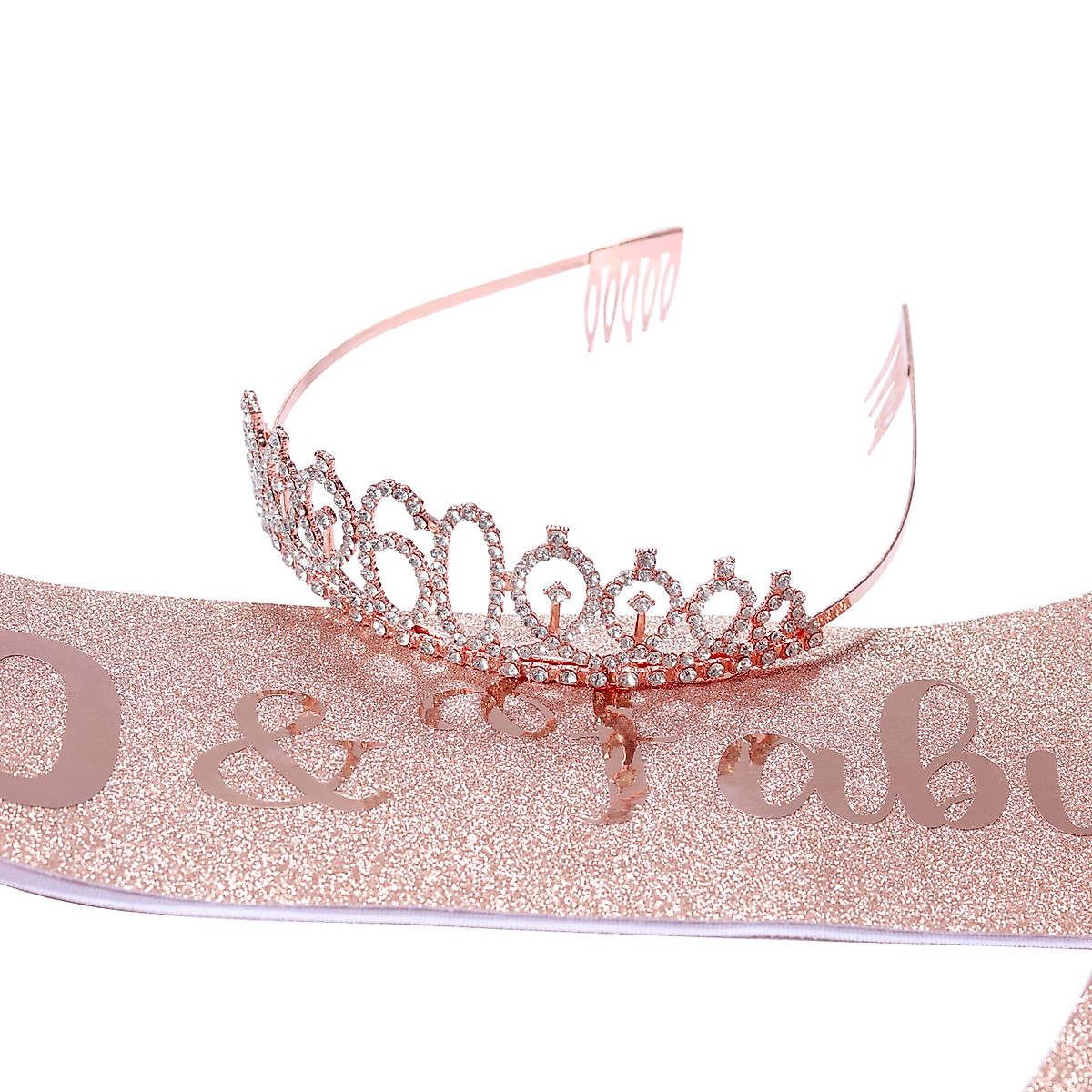 JunyRuny 60th Birthday Sash and Tiara Rose Gold 60th Birthday Decorations for Women Birthday Gifts for Women 60-Year-Old Happy 60 Birthday Party Favor Supplies