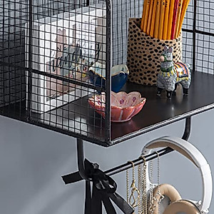 Linon AMMESHELFW1 Distressed Wall Storage Organizer, Brown, 17"W x 10"D x 30.9"H