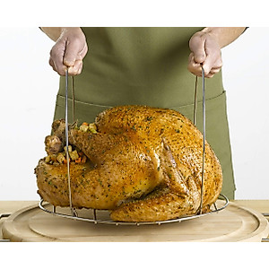 Nifty Turkey Lifter - Easy-Grip Handles, Chrome Plated Steel, Up to 30 Pound Roast, Dishwasher Safe, Heavy-Duty Design for Goose, Turkey, Ham, or Roast