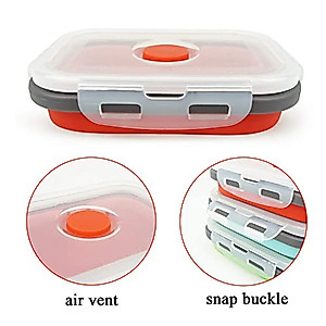 CARTINTS Set of 3 Collapsible Food Storage Containers Collapsible Silicone Bowls, Silicone Lunch Containers with Airtight Lids, Microwave and Freezer Safe, 500ml