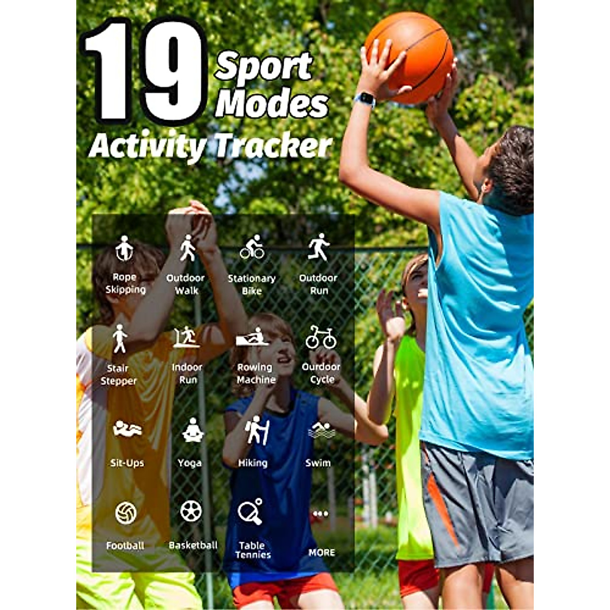 Mgaolo Kids Smart Watch for Boys Girls,Fitness Tracker with Heart Rate Sleep Monitor for Android Fitbit iPhone,Waterproof DIY Watch Face Pedometer Activity Tracker (Black)