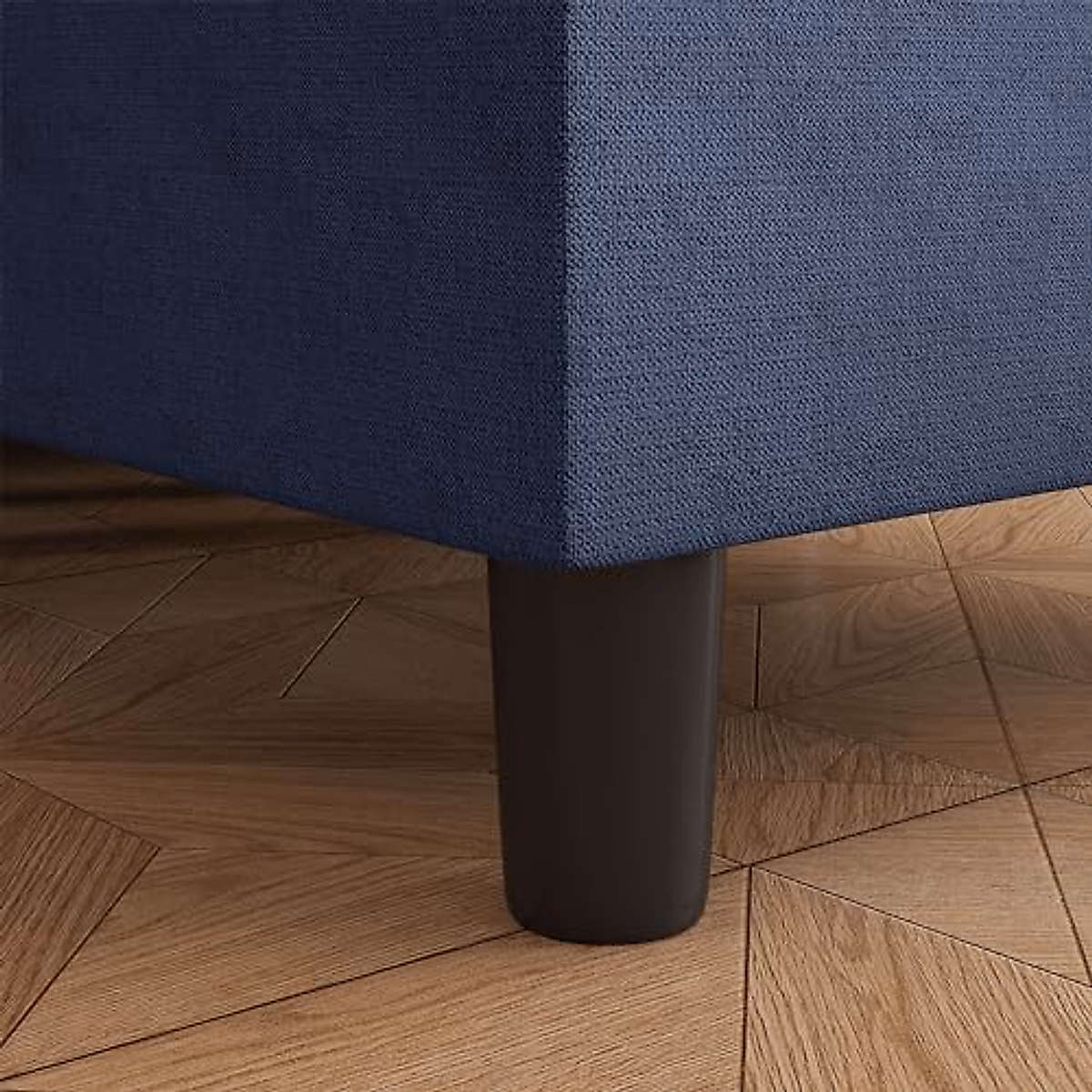 Tornama 80" L Shaped Sectional Sofas 3 Seater Couch with Reversible Ottoman Modern Linen Fabric Small Sectional Couch for Living Room, Apartment, Small Space, Blue