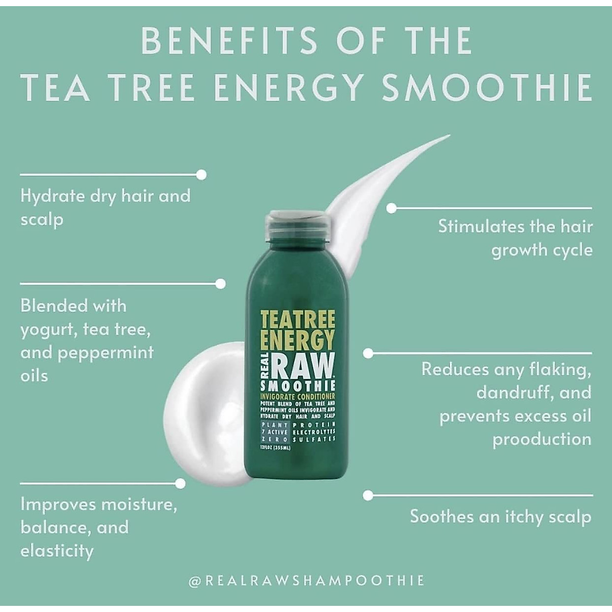 Real Raw Tea Tree Shampoo & Conditioner set - Cleanse, Hydrate + Invigorate - No Water 100% Pure Aloe Juice & Coconut Water - Sulfate & Paraben Free