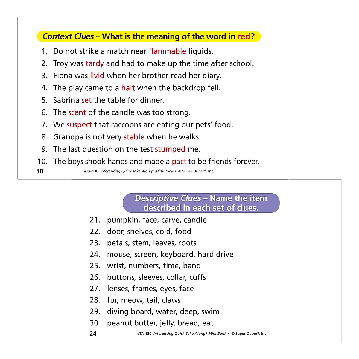 Super Duper Publications | Inferencing Quick Take Along® | Educational Learning Resources for Children