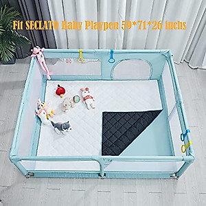SECLATO Washable Baby Play Mat Portable Playmat for Babies, Foldable Toddler Playpen Mat Baby Tummy Time Mat, Soft Floor Play Mats for Infants Extra Large Crawling Mat 59x71-Green