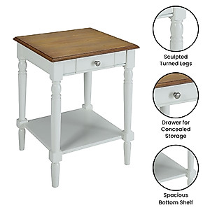 Convenience Concepts French Country 1 Drawer End Table with Shelf, Driftwood/White