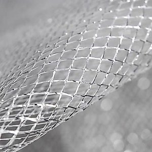 Mesh Fabric Hard Fish Net 59x108 Inch 3 Yard Netting for Sewing Clothes DIY Decoration Gold Silver